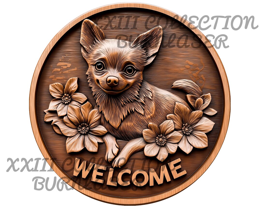 3D Chihuahua Welcome Sign Laser Engraving File (PNG, Lightburn) - Etsy