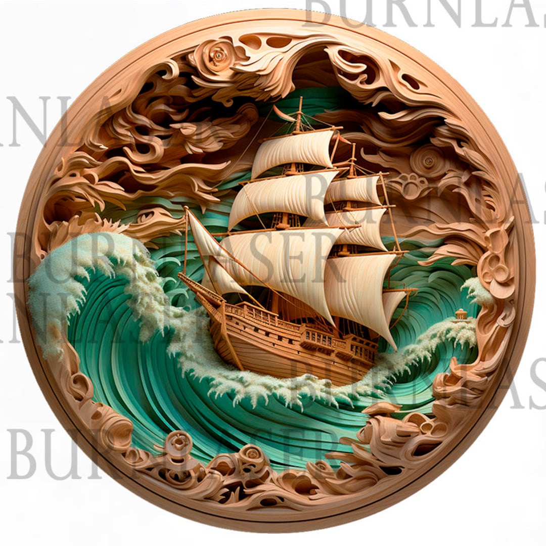 Laser Engraving | Pirate Ship | PNG Engraving | 3D Illusion | Laser ...