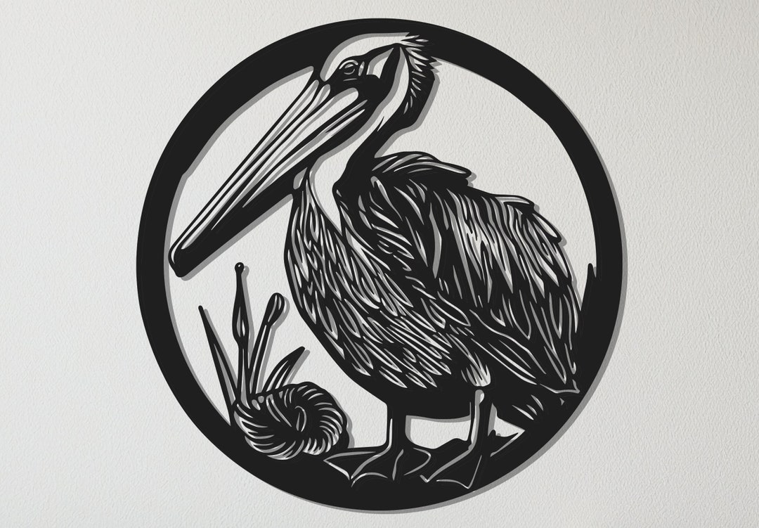 Pelican Laser Cut Metal and Wood Wall Art | CNC Laser Files | SVG DXF ...