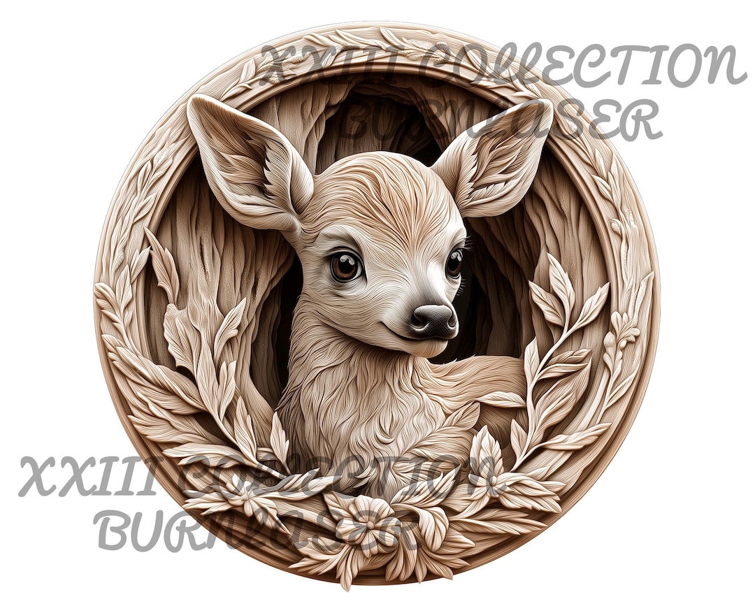 Laser Engraving PNG File: 3D Illusion Deer ,wood Decor, Lightburn ...