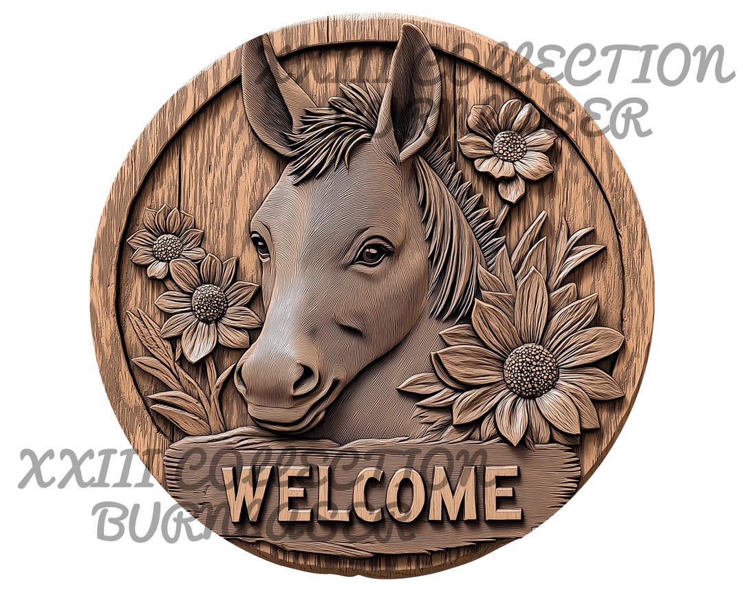 3D Donkey Welcome Sign Laser Engraving File (PNG, Lightburn) - Etsy