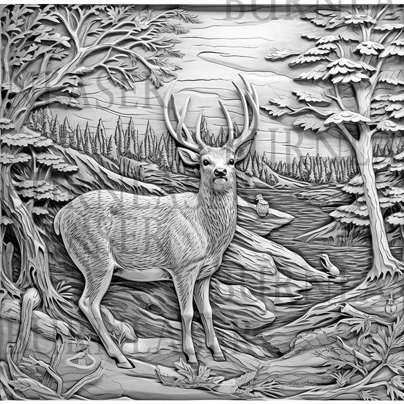 Laser Engraving File Laser Engraving PNG Laser Ready 3D Illusion Deer ...