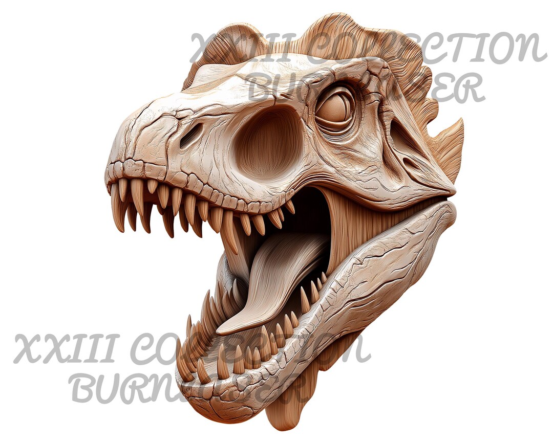 3D Dinosaur Skull Laser Engraving File: Wood Wall Art (PNG, Lightburn ...