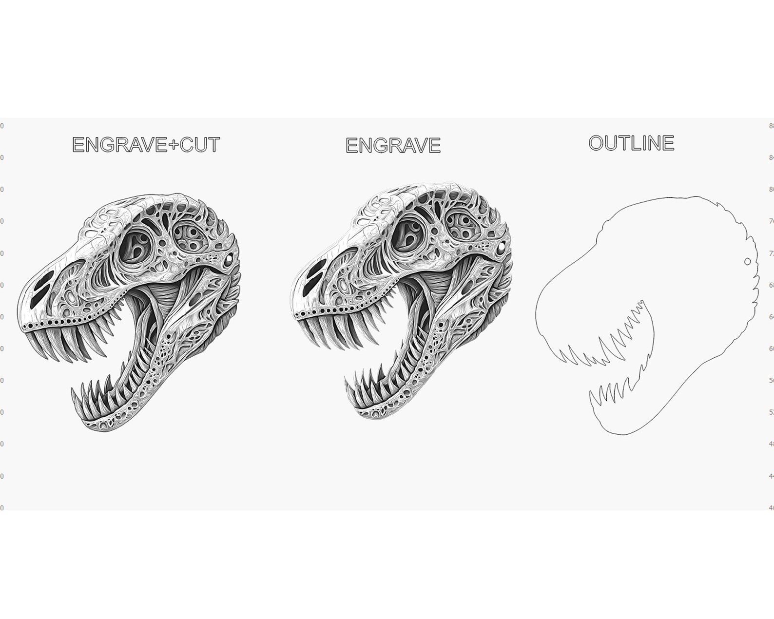 3D Dinosaur Skull Laser Engraving Design: Wood Wall Art (PNG, Lightburn ...
