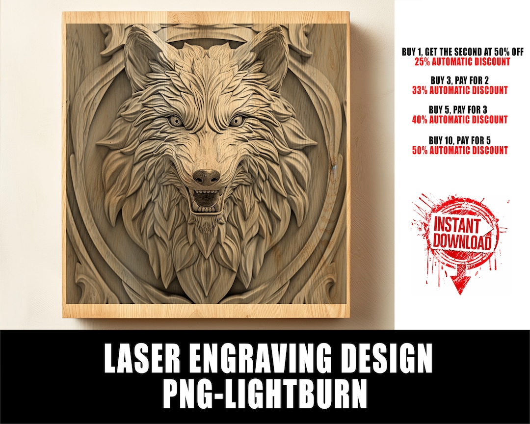 Wolf Laser Engraving PNG Lightburn Engraving File Laser Design Digital ...