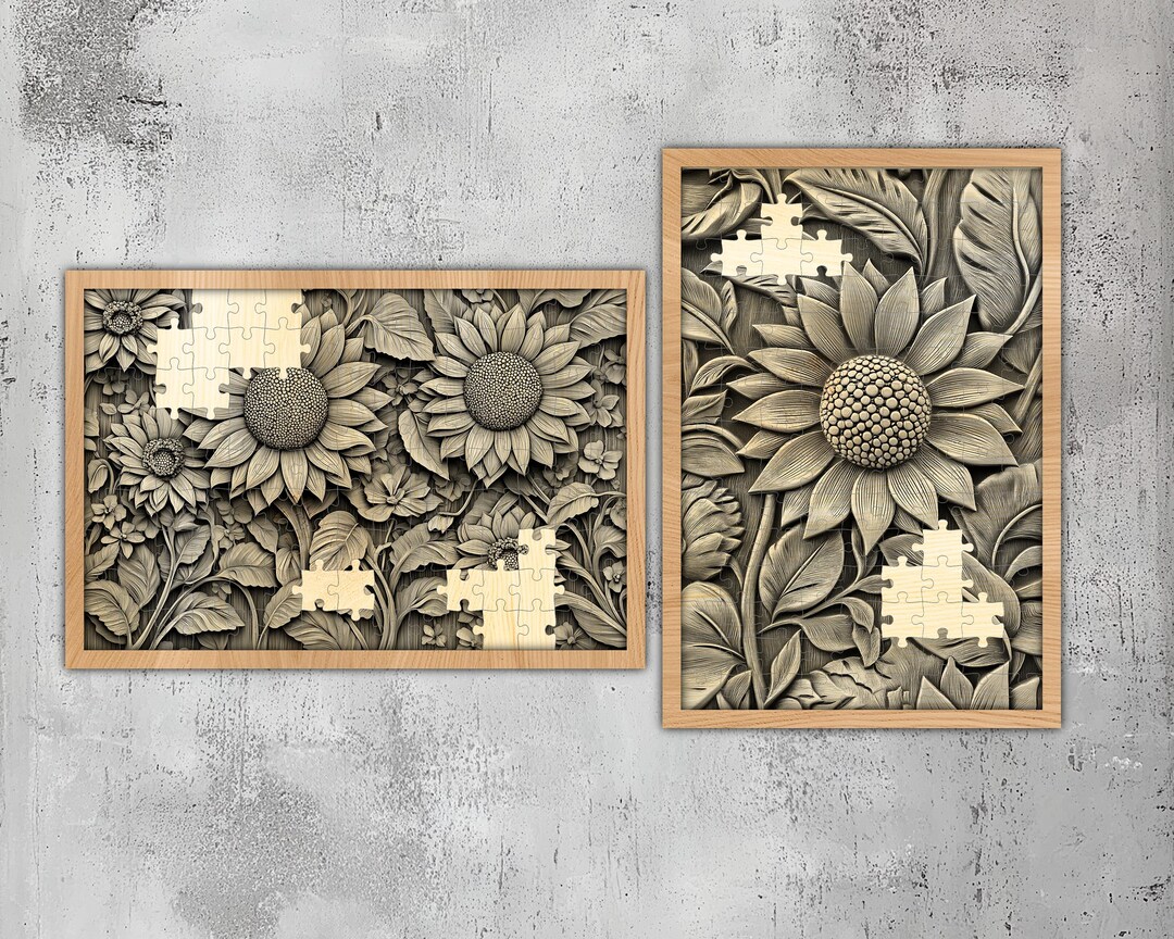 Laser Engraved PNG Sunflower Puzzles | 135-piece Jigsaw - Ready-to-cut ...