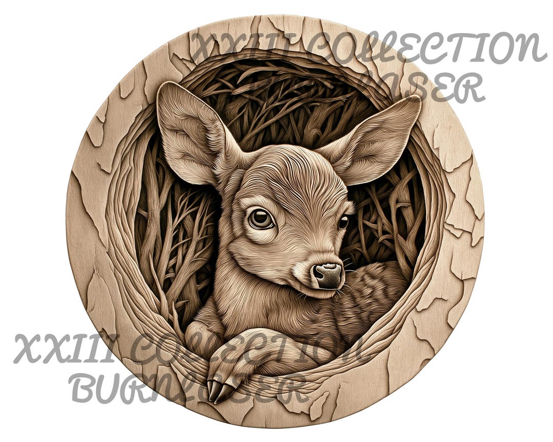 Laser Engraving PNG File: 3D Illusion Deer ,wood Decor, Lightburn ...