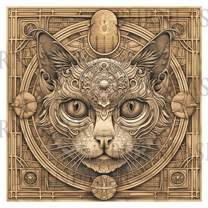 Mystical Cat Laser Engraving Design – 3D Illusion PNG, Lightburn File ...