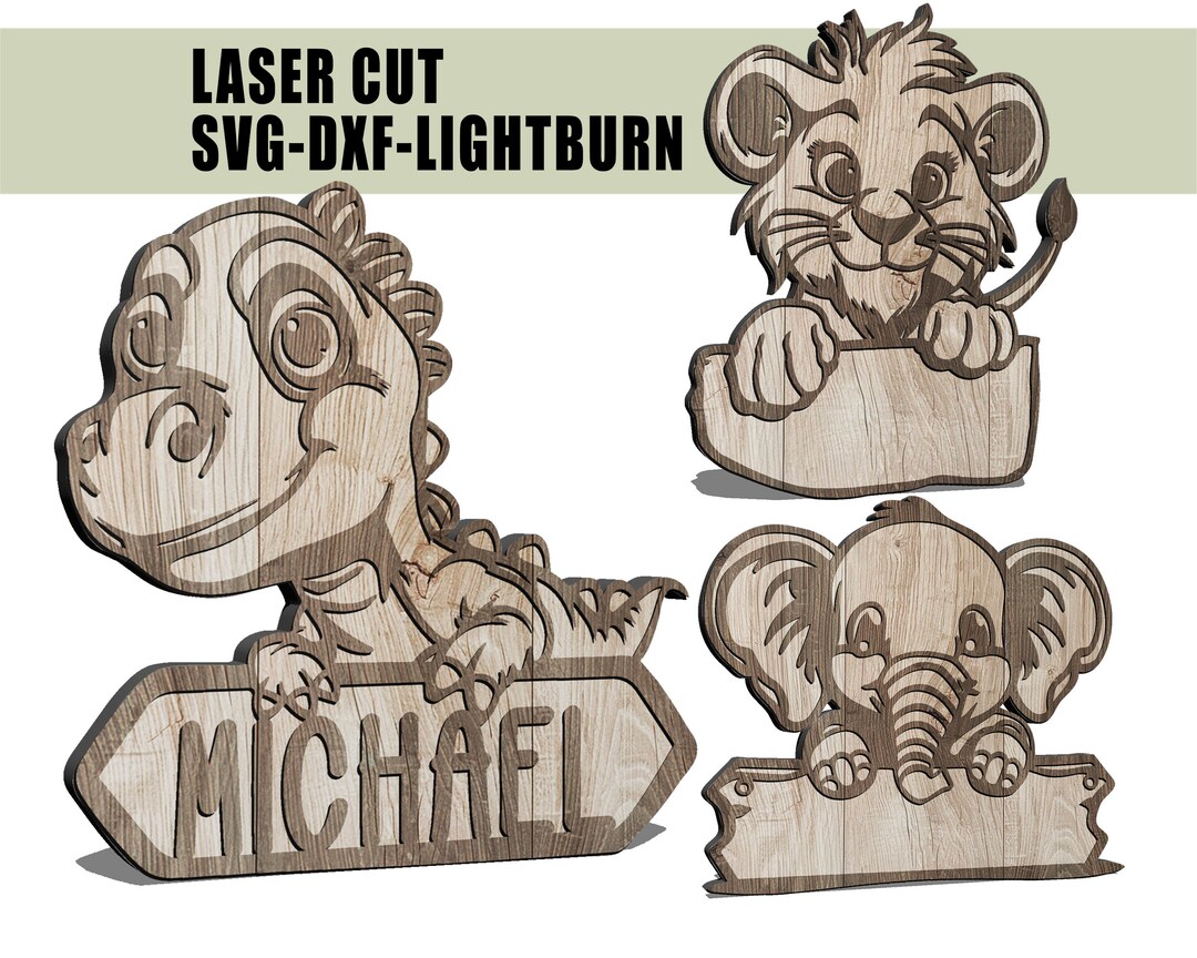 Laser Cut Baby Animal Name Sign | SVG DXF Lightburn File (digital ...