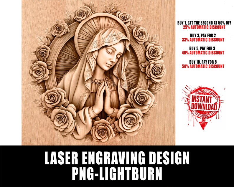 Guadalupe 3D Illusion Laser Engraving File – PNG & Lightburn - Etsy