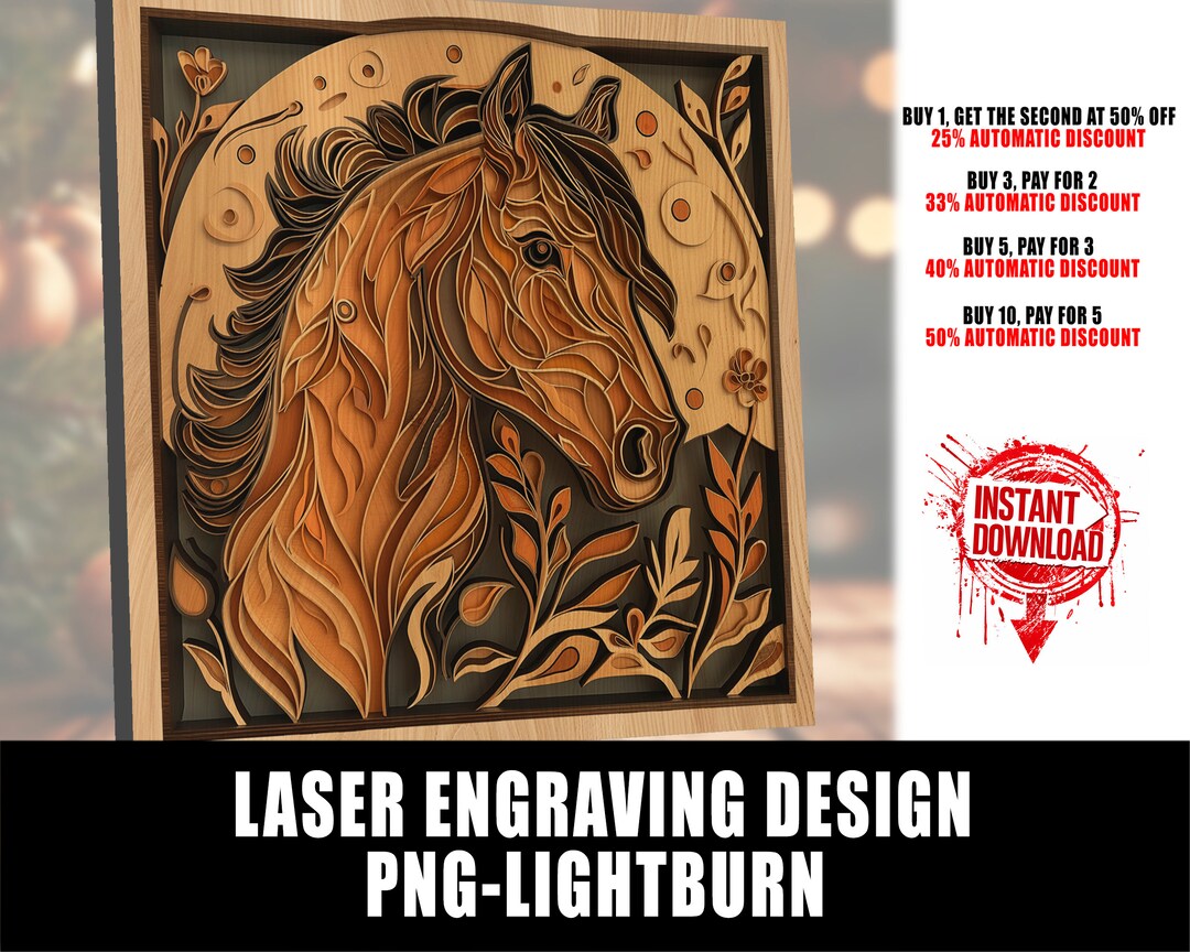 Horse Laser Engraving PNG Lightburn File 3d Illusion Digital Laser ...