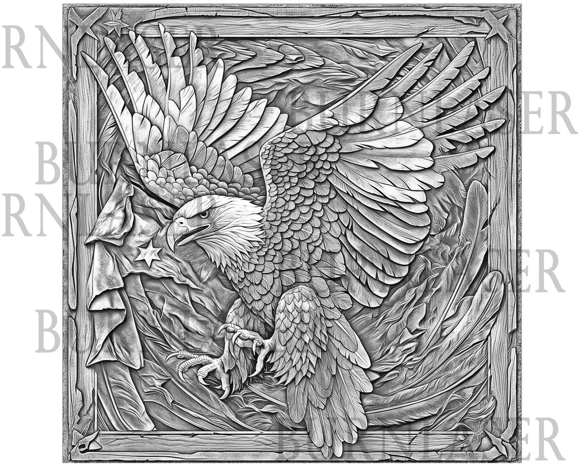 Bald Eagle Laser Engraving Designs | 3D Illusion PNG, Lightburn ...