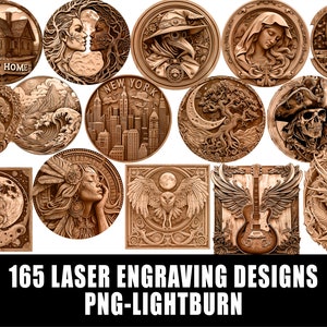 8-pack Laser Engraving Bundle | 400+ Designs | PNG Lightburn Files | 3D ...