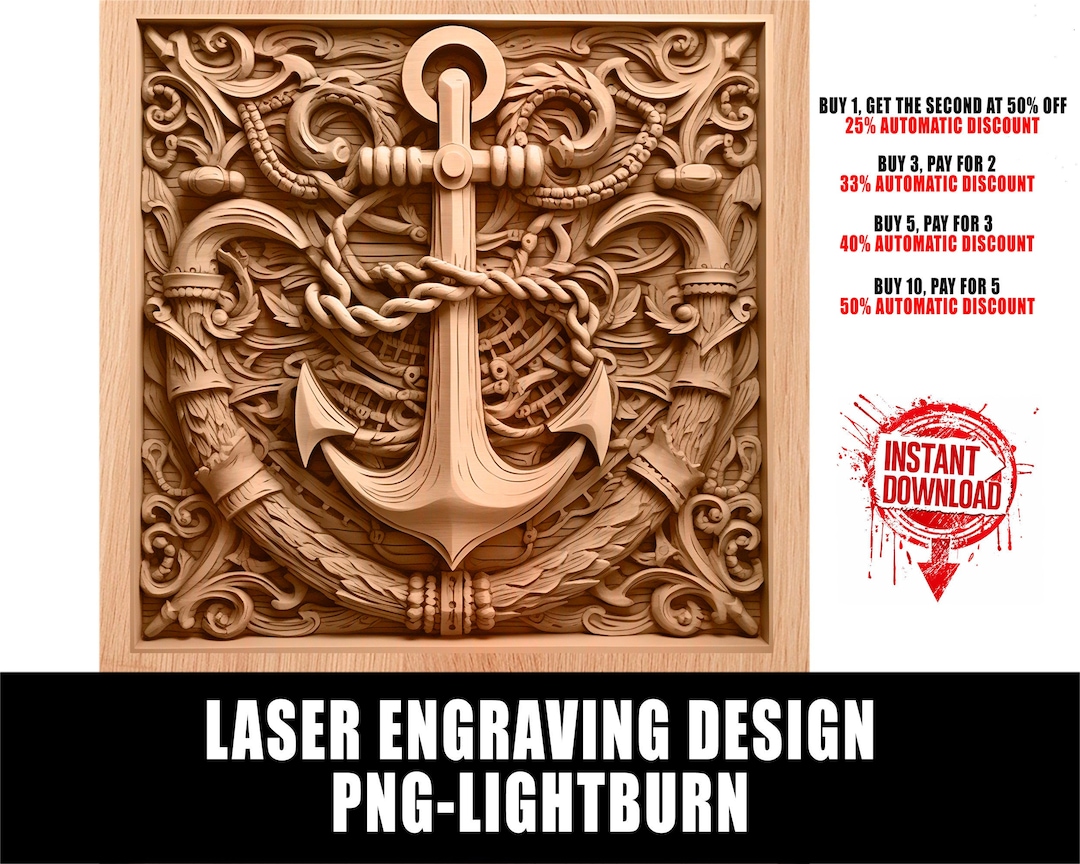 Anchor PNG Laser Engraved File Artful Wall Art 3D Illusion Design ...
