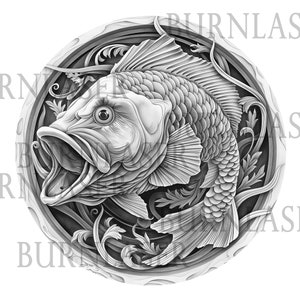 Fishing Laser Engraving File - 3D Illusion Wall Art (PNG & Lightburn ...
