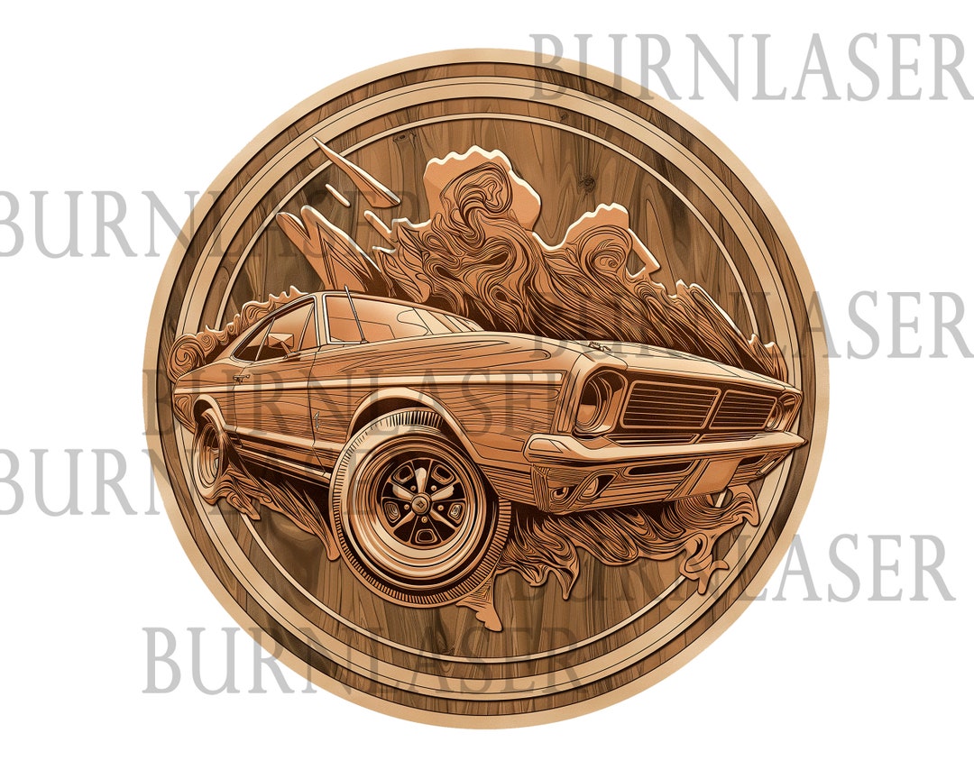 Laser Engraving PNG American Muscle Car 3D Illusion Lightburn Engraving ...
