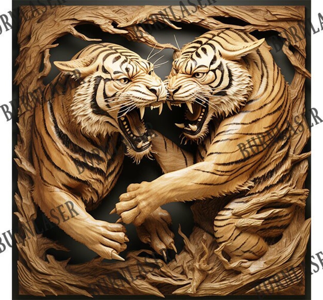 Laser Engraving Tigers Engraved PNG Engraving 3D Illusion Laser Ready ...