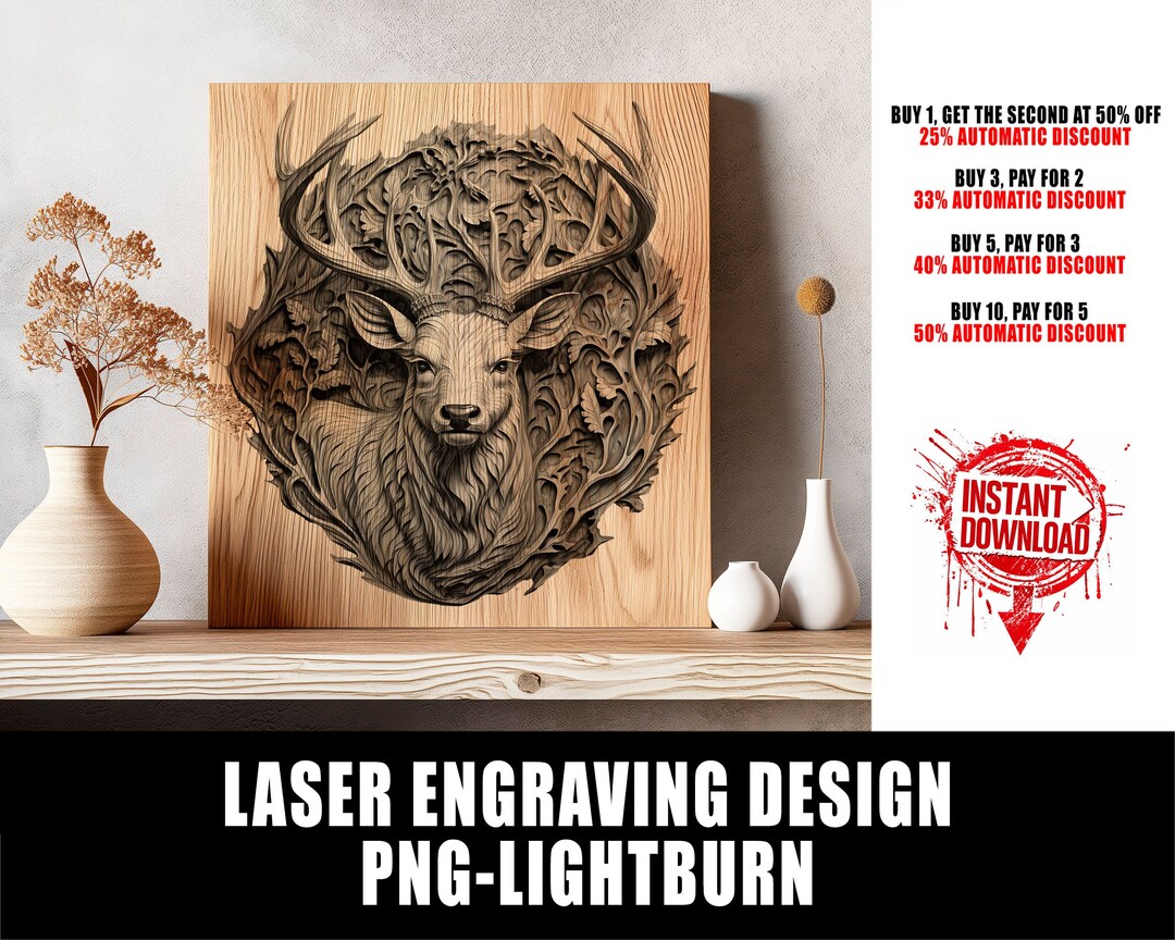 Deer PNG Laser Engraved File Artful Wall Art 3D Illusion Design ...