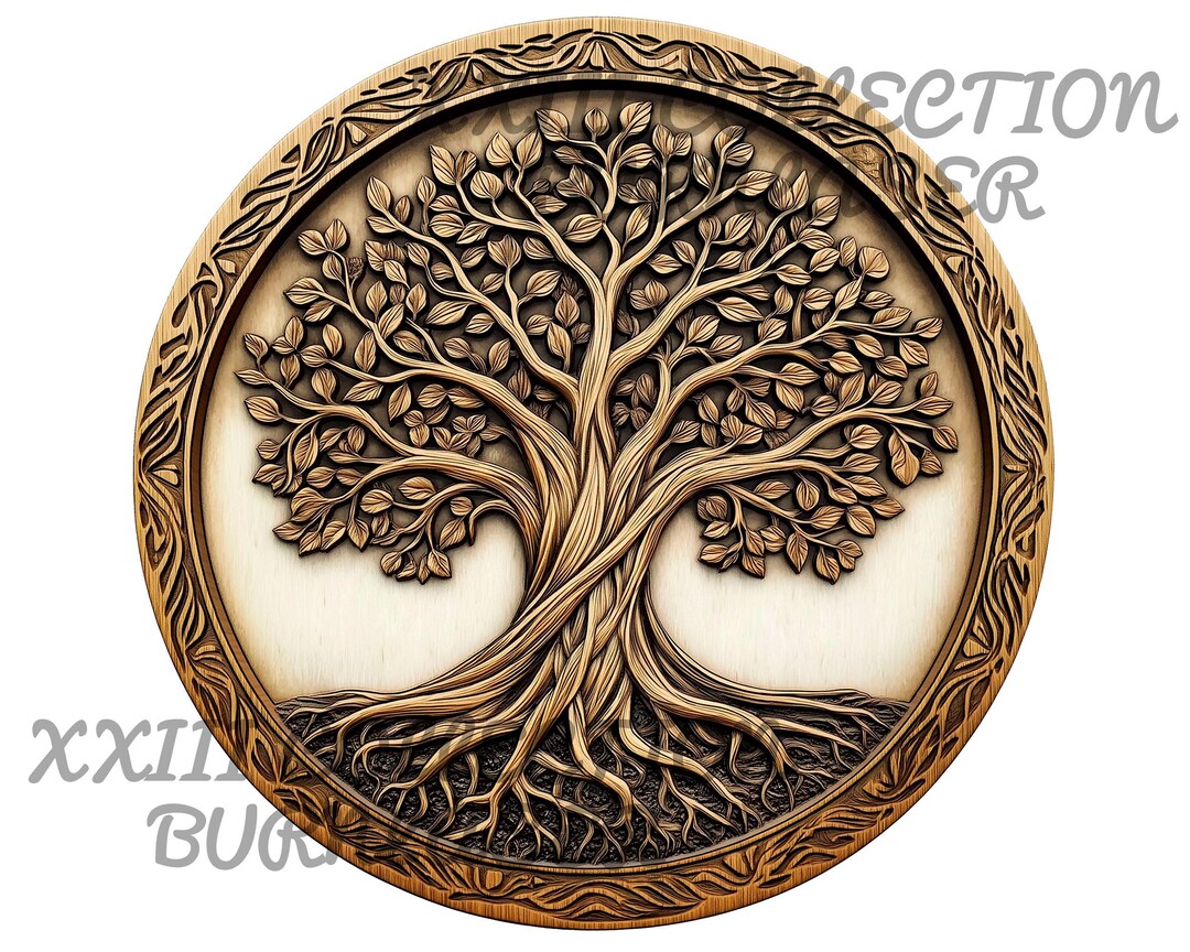 Laser Engraving PNG File: 3D Illusion Tree of Life ,wood Decor ...