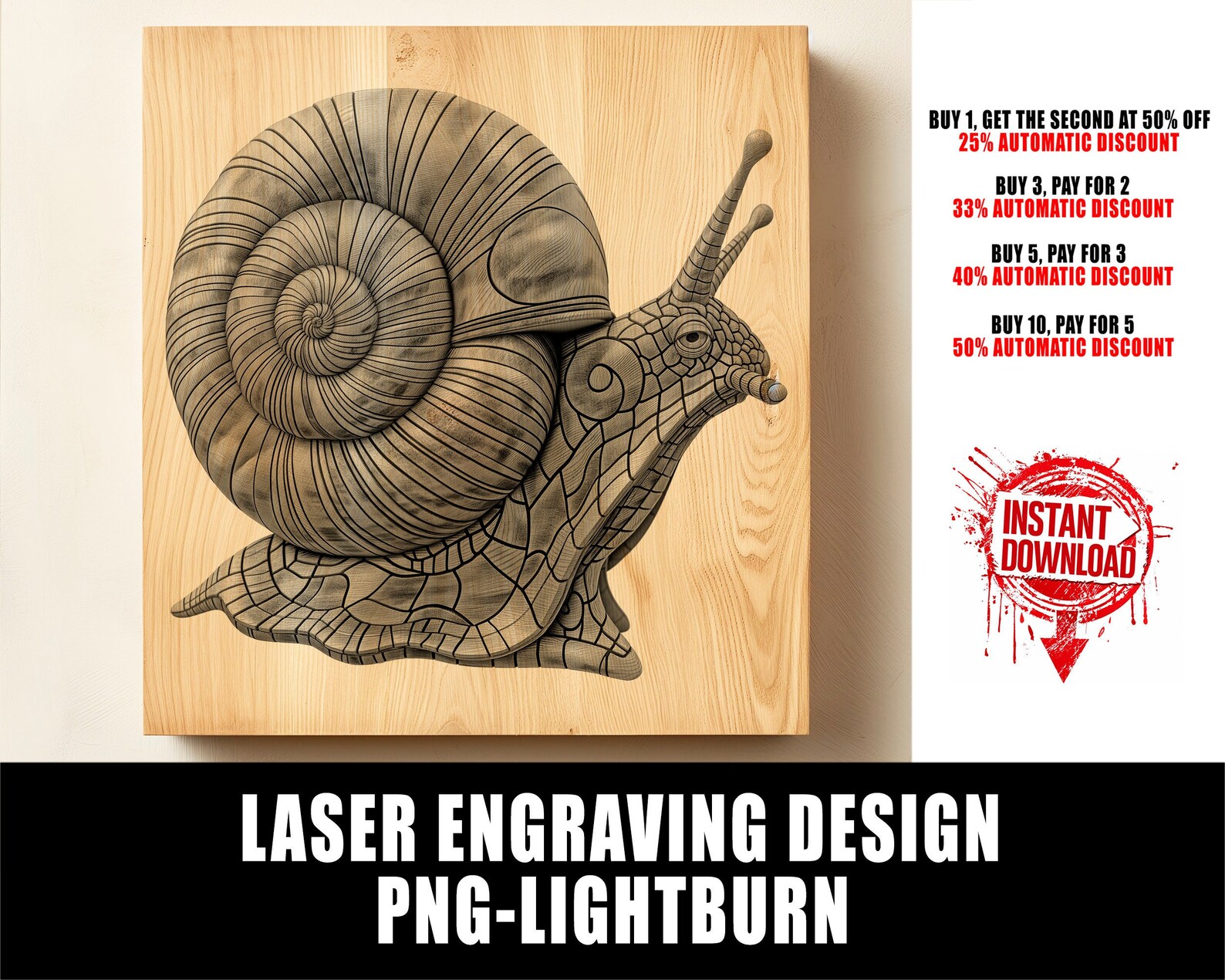 Snail - Laser Engraving File 3d Illusion | PNG and Lightburn File ...