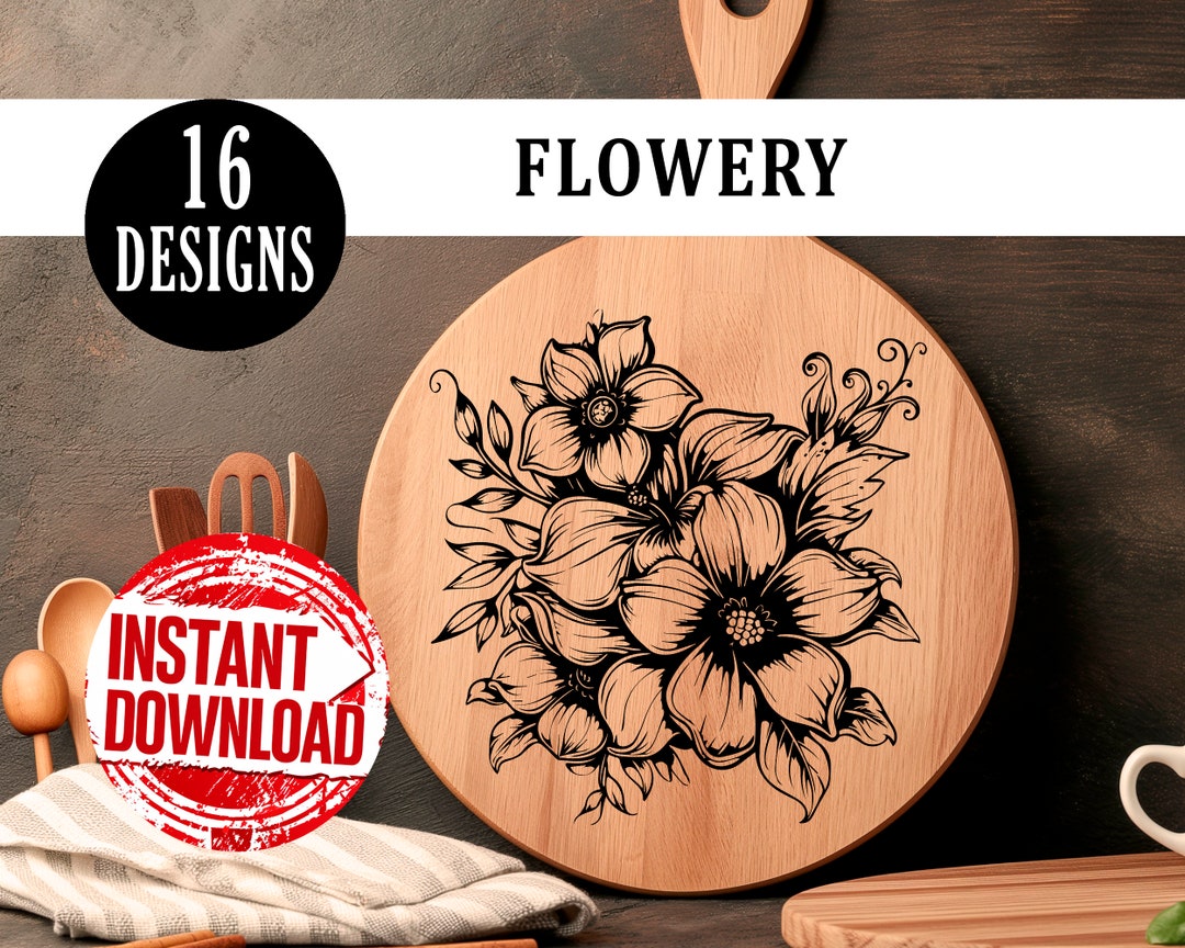 Charcuterie Board | Flowers SVG | Laser SVG | Cutting Board | Laser ...