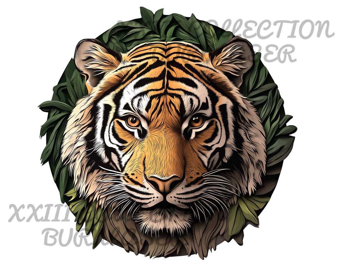3D Tiger Illusion: Laser Engraving PNG File, Wood Decor (lightburn File ...