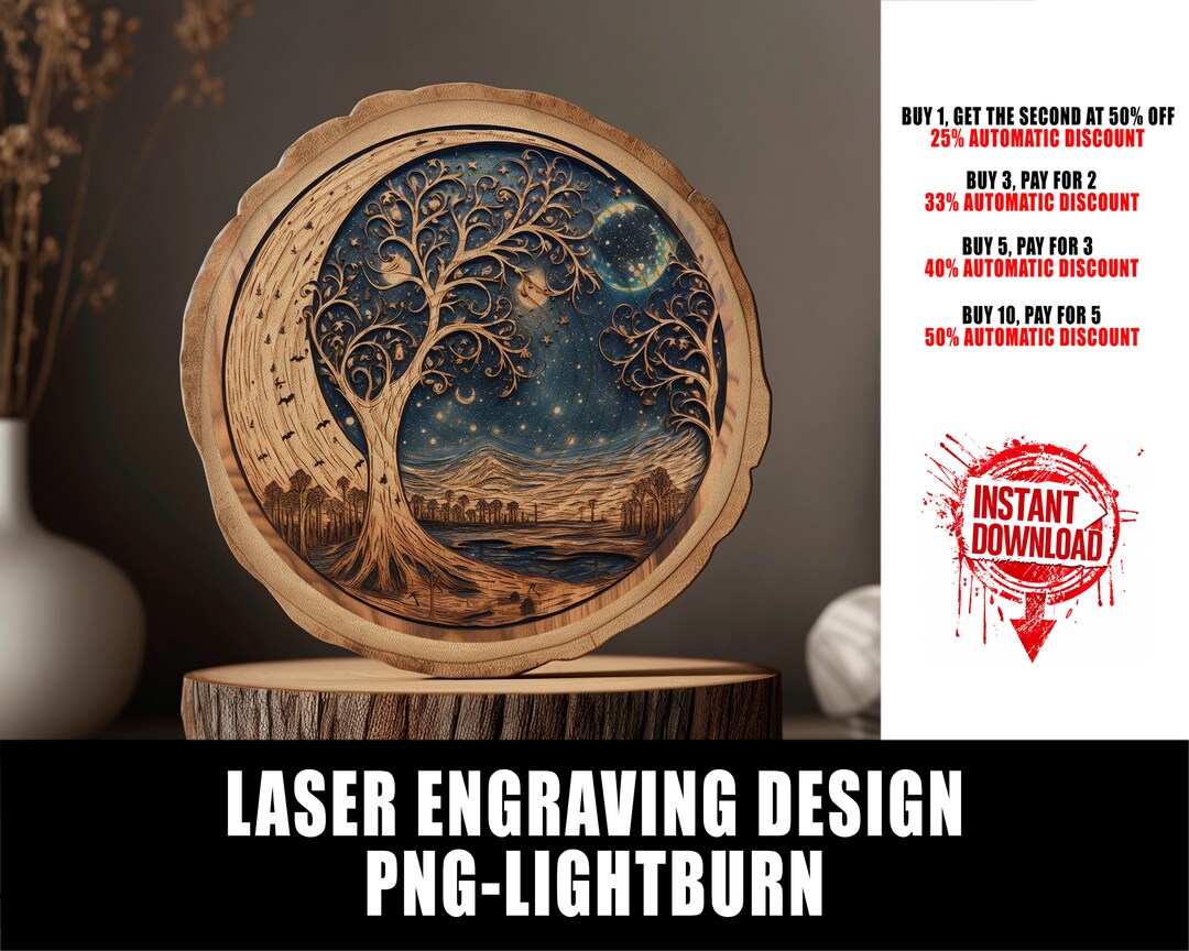 Landscape Laser Engraving File 3d Illusion PNG and Lightburn File Ready ...