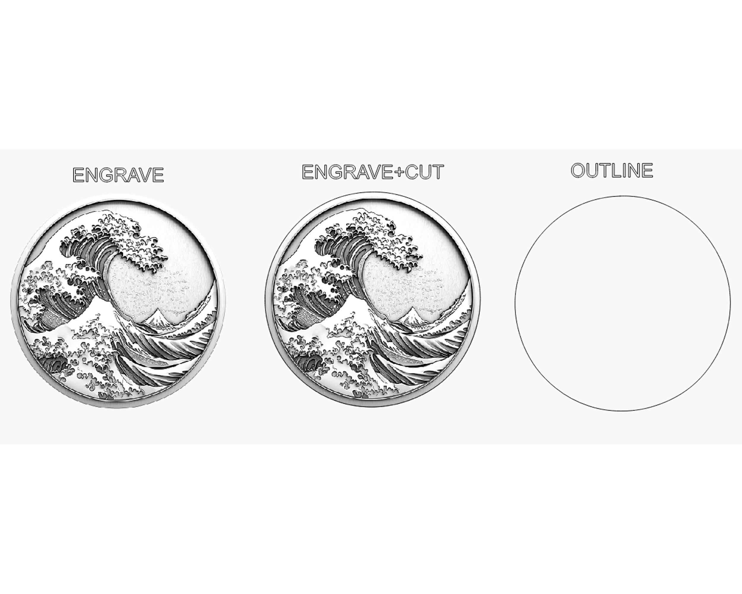 3D Wave Laser Engraving File: Japan Art, Wood Decor (PNG, Lightburn) - Etsy