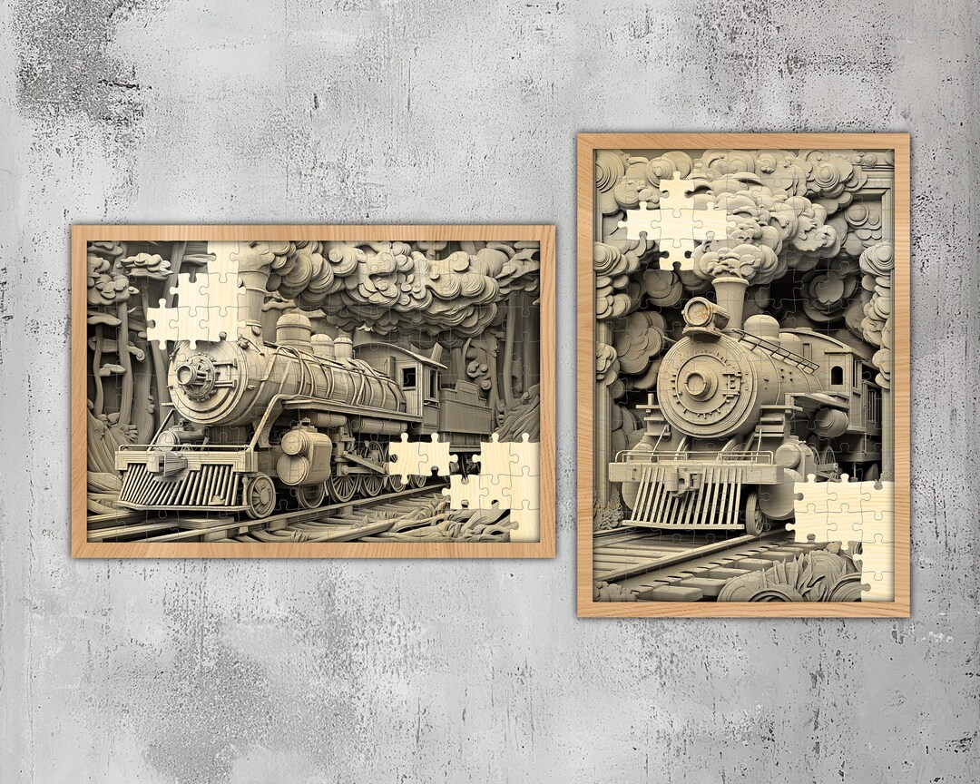 Laser Engraved PNG Train Puzzles | 135piece Jigsaw - Ready Cut File ...