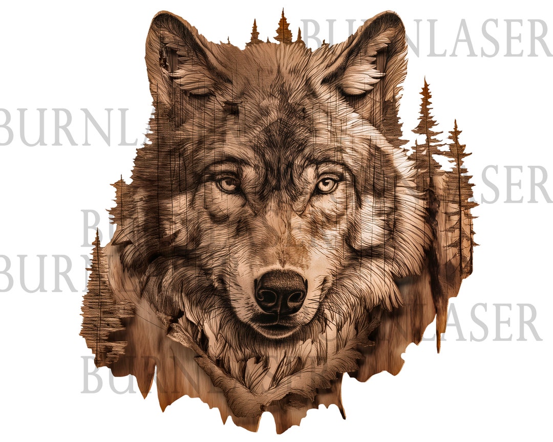 Laser Engraving File 3d Illusion - Wolf | PNG and Lightburn File ...