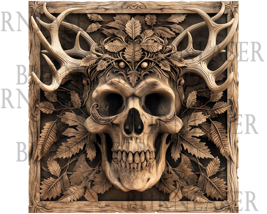 Laser Engraving PNG Skull with horns 3D Illusion Laser Engraved Laser ...