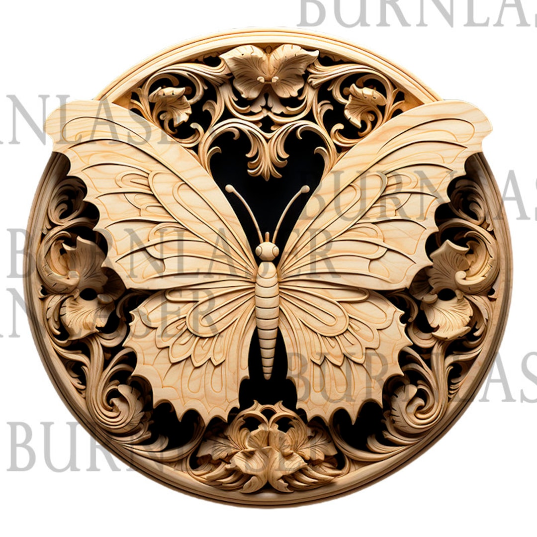 Laser Engraving Butterfly Engraved PNG Engraving 3D - Etsy