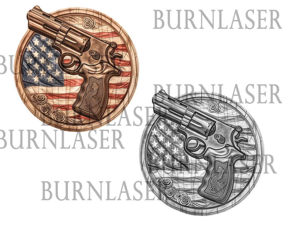 Gun With Flag - Laser Engraving File | PNG File | Laser File | Engraved ...