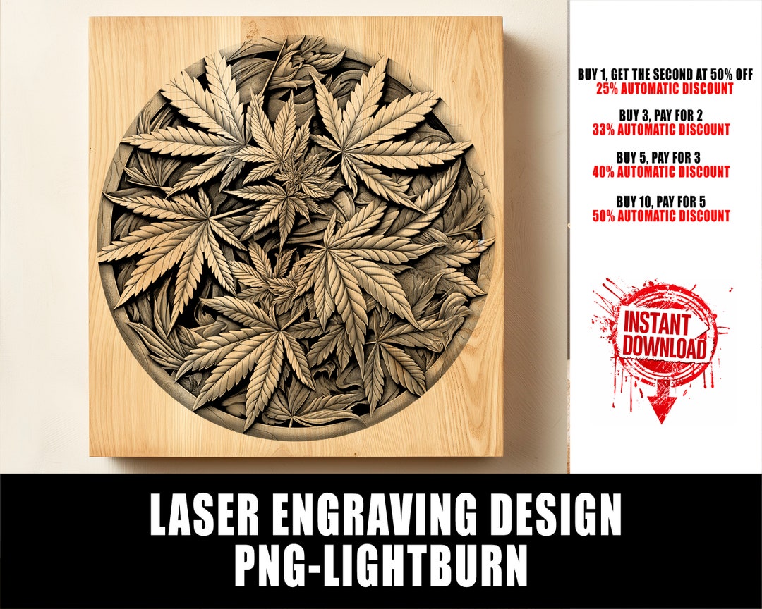 Weed Laser Engraving File 3d Illusion PNG and Lightburn File Ready-to ...