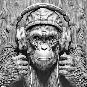 Dj Monkey - PNG Laser Engraved File | Artful Wall Art | 3D Illusion ...