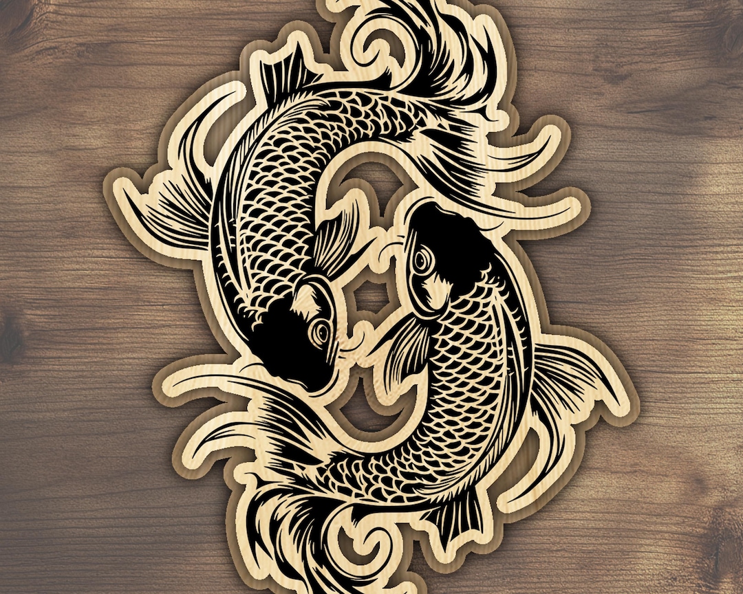 Koi Carp Laser Cut SVG, Multilayer Wood Wall Art (digital Download) - Etsy
