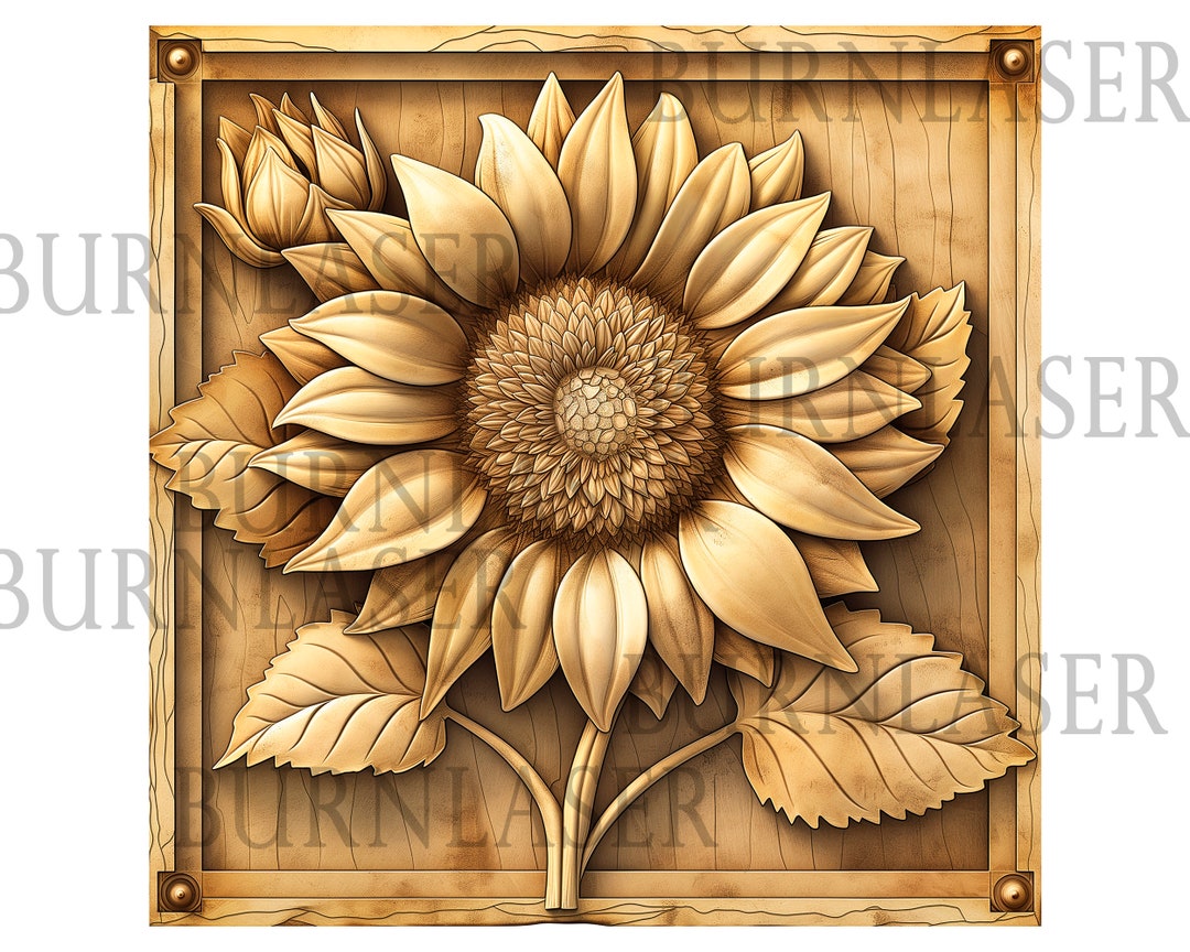 3D Floral Sunflower Laser Engraving Design | Engraved PNG (digital File ...