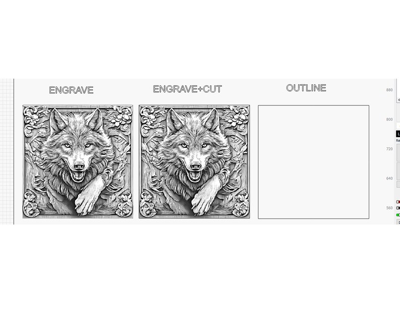 3D Wolf Illusion Laser Engraving Design: Wood Wall Art (PNG, Lightburn ...