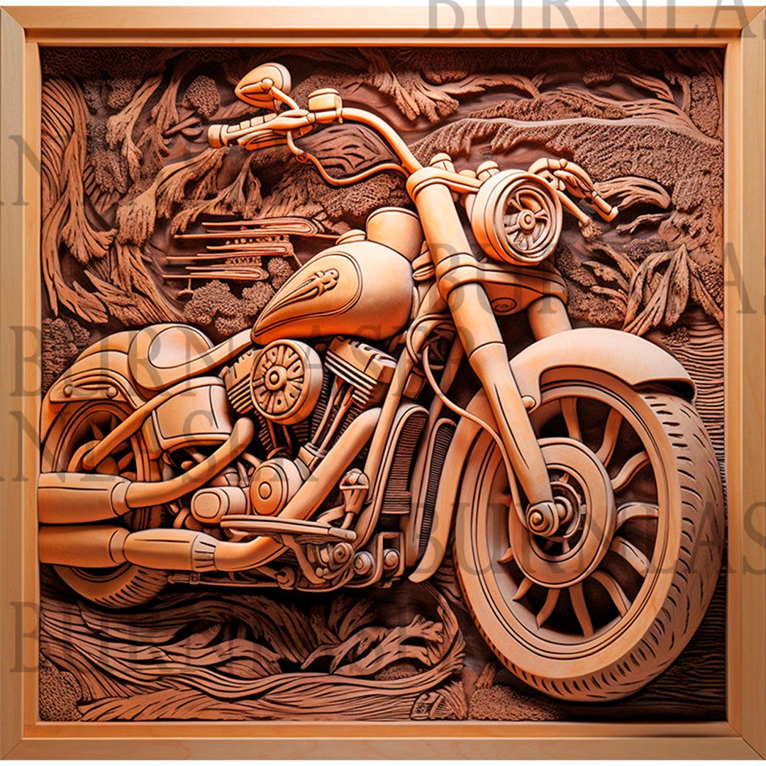 Motorcycle - Laser Engraving File 3d Illusion | PNG and Lightburn File ...