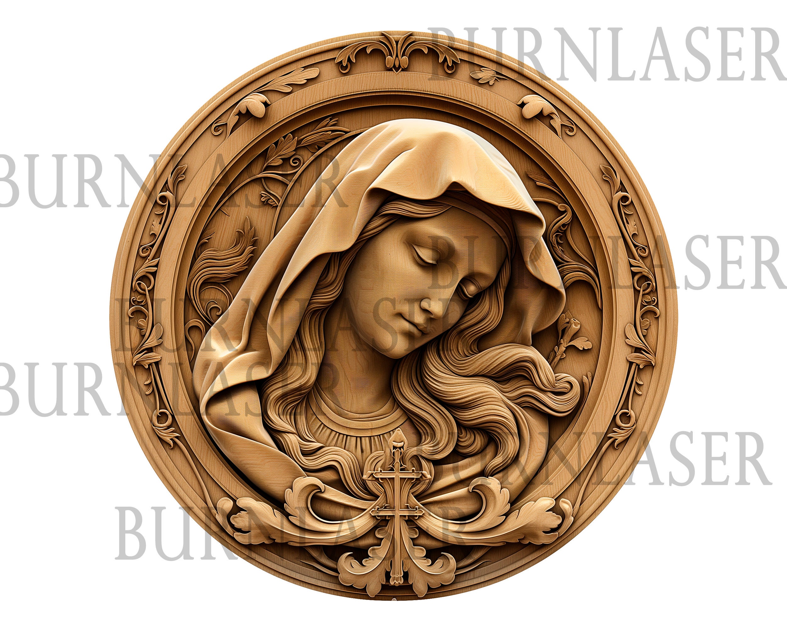 Virgin Mary Laser Engraving 3D Illusion – PNG Lightburn File (digital ...