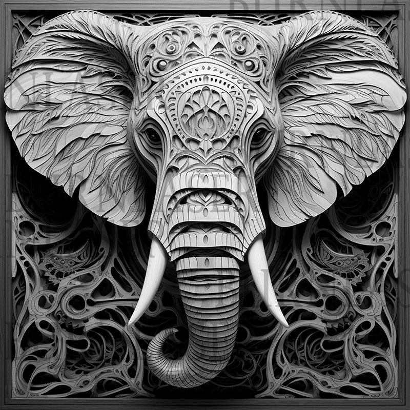 Laser Engraving Elephant Engraved PNG Engraving 3D Illusion Laser Ready ...