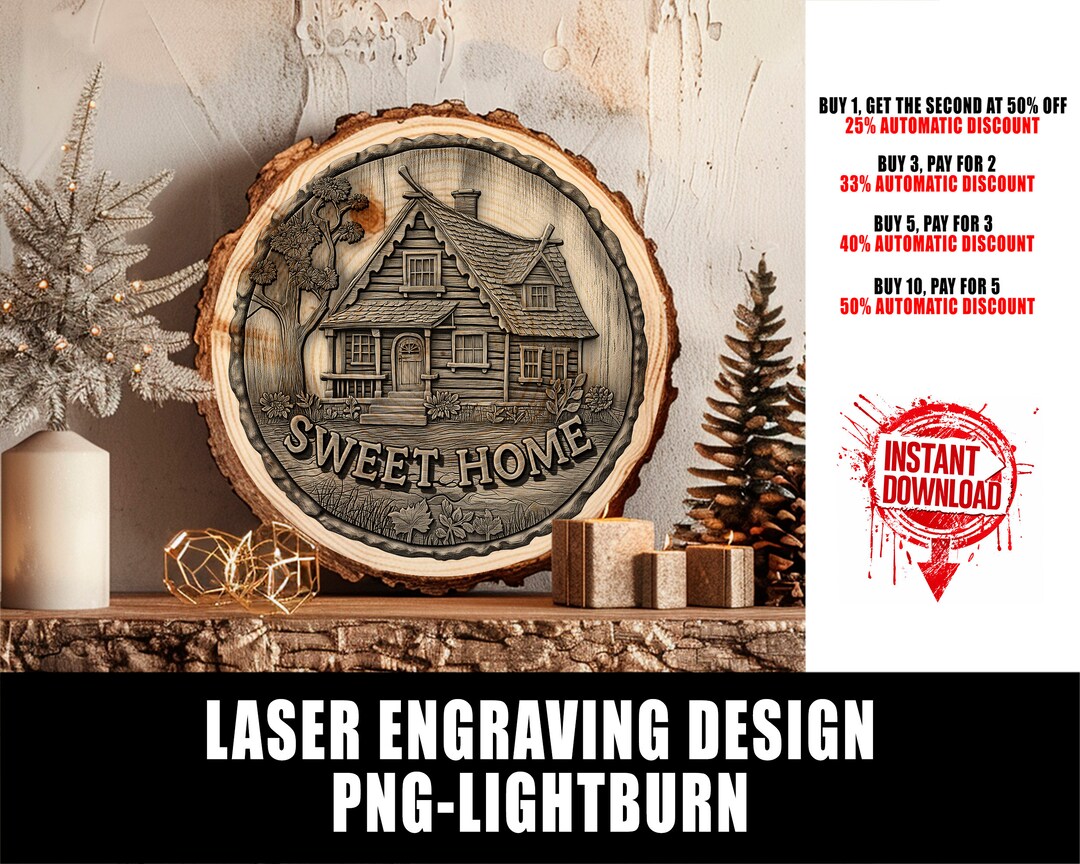 Sweet Home Laser Engraving File 3d Illusion PNG and Lightburn File ...