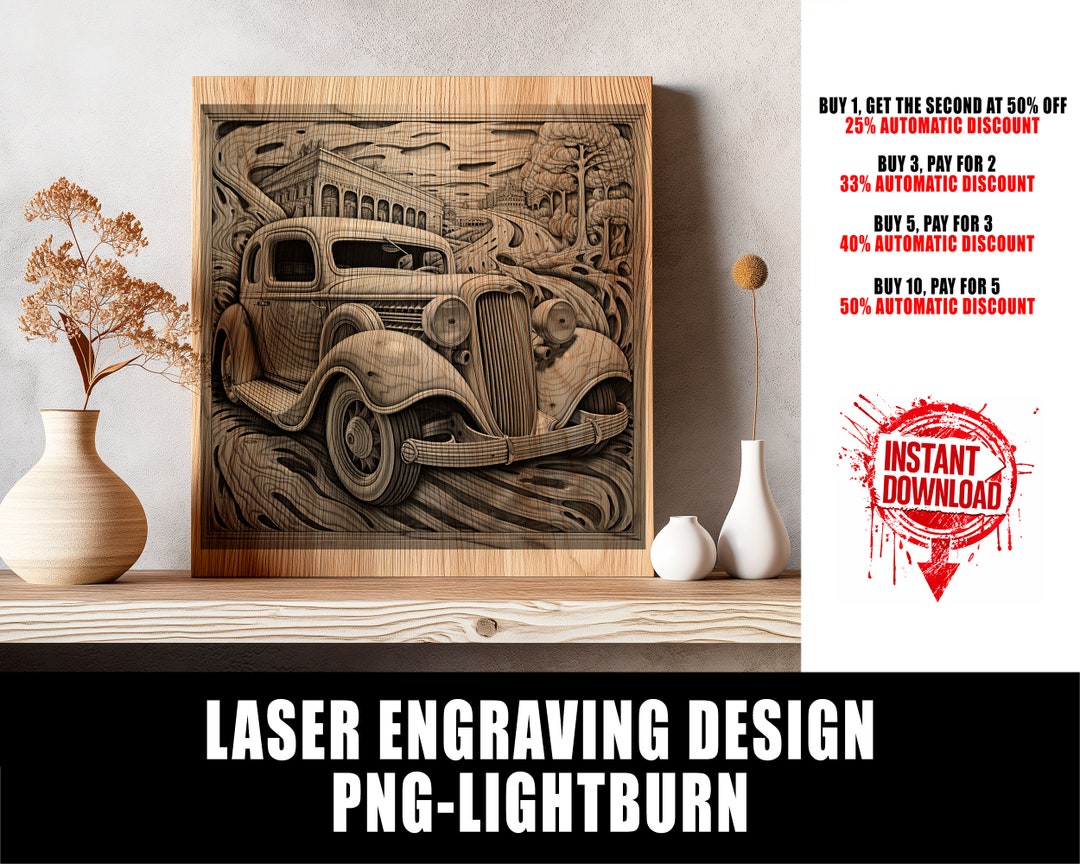 Car Laser Engraving File 3d Illusion PNG and Lightburn File Ready-to ...
