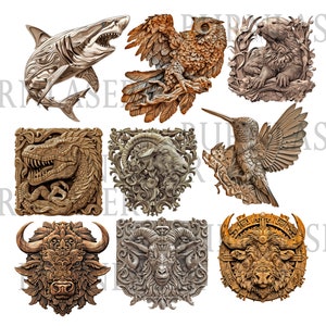 Bundle X60 Laser Engraving PNG | Laser Engraved Animals | 3D Illusion ...