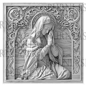 Virgin Mary - Laser Engraving File 3d Illusion | PNG and Lightburn File ...