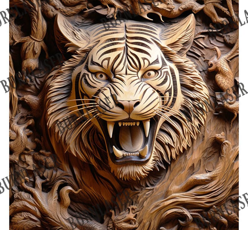 Laser Engraving Tiger Engraved PNG Engraving 3D Illusion Laser Ready ...