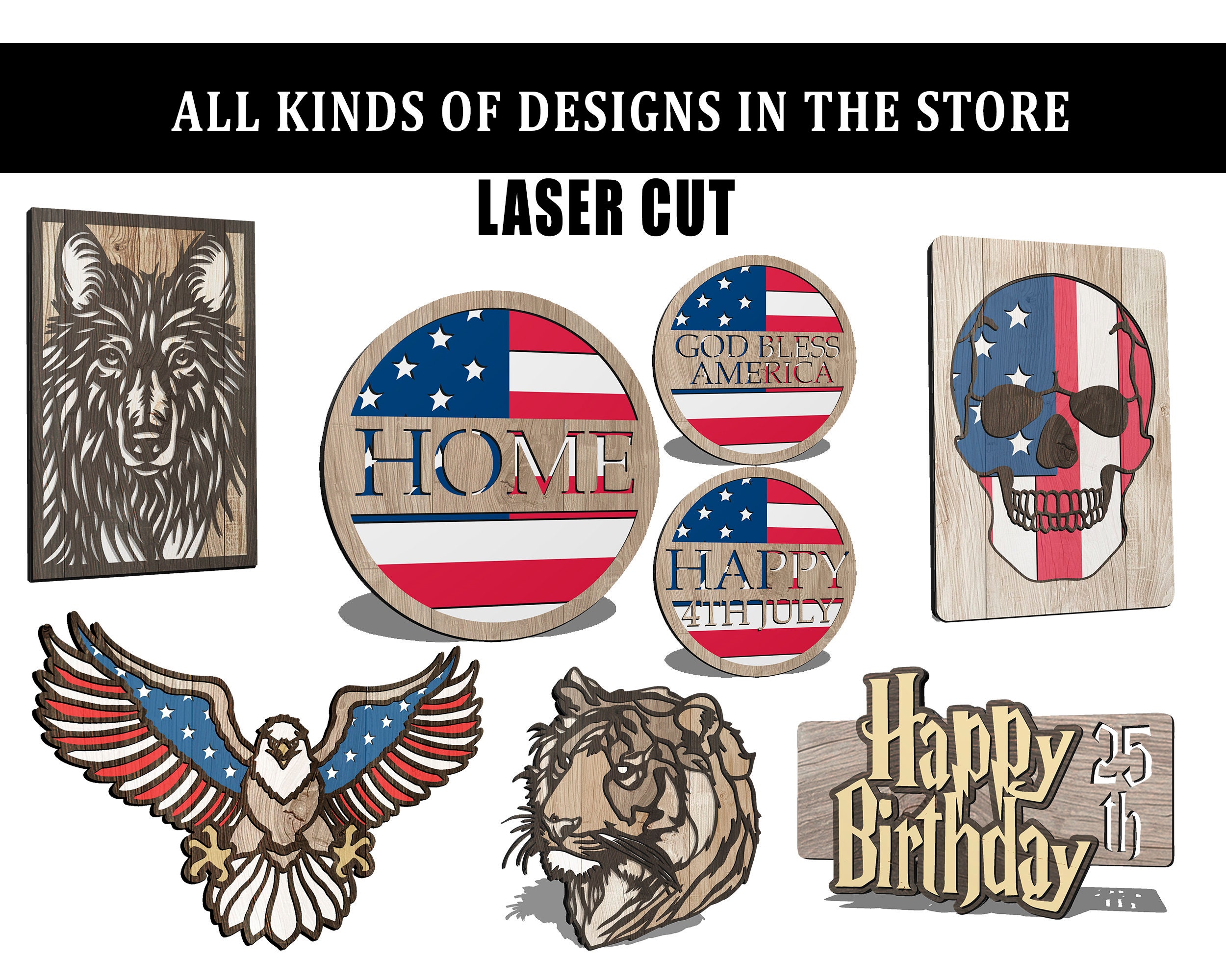 Eagle - Laser Engraving File 3d Illusion | PNG and Lightburn File ...