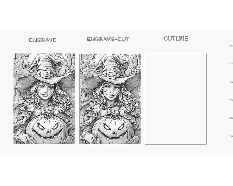 3D Witch & Pumpkin Laser Engraving File: Halloween Wall Art (PNG ...