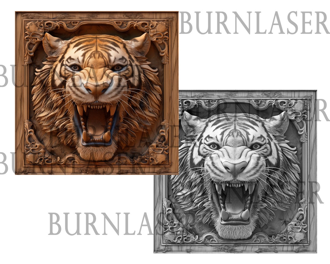 3D Tiger Laser Engraving Design | Lightburn Ready PNG (digital File) - Etsy