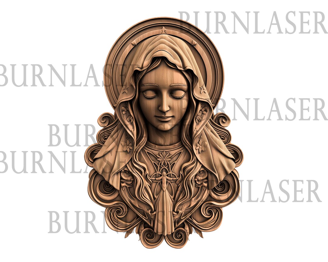 Laser Engraving PNG Virgin Mary 3D Engraved Design 3D Laser Illusion ...
